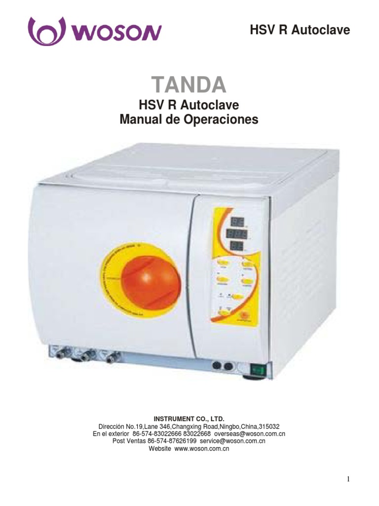 Manual - Autoclave Woson | PDF | Esterilización (Microbiología) | Tanques