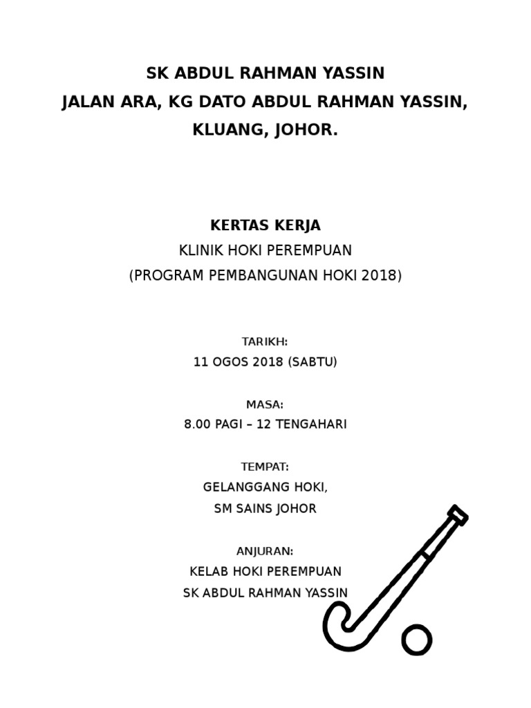 Skary Kertas Kerja Mohon Sumbangan Hoki 2019 | PDF