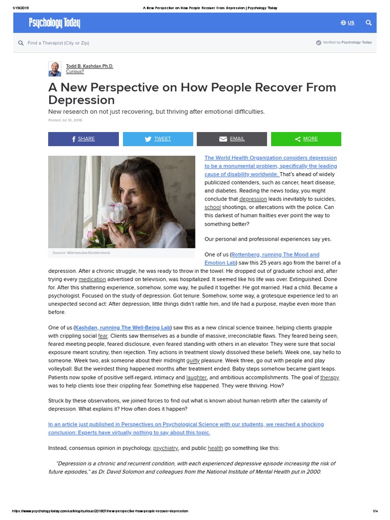 A New Perspective On How People Recover From Depression - Psychology ...