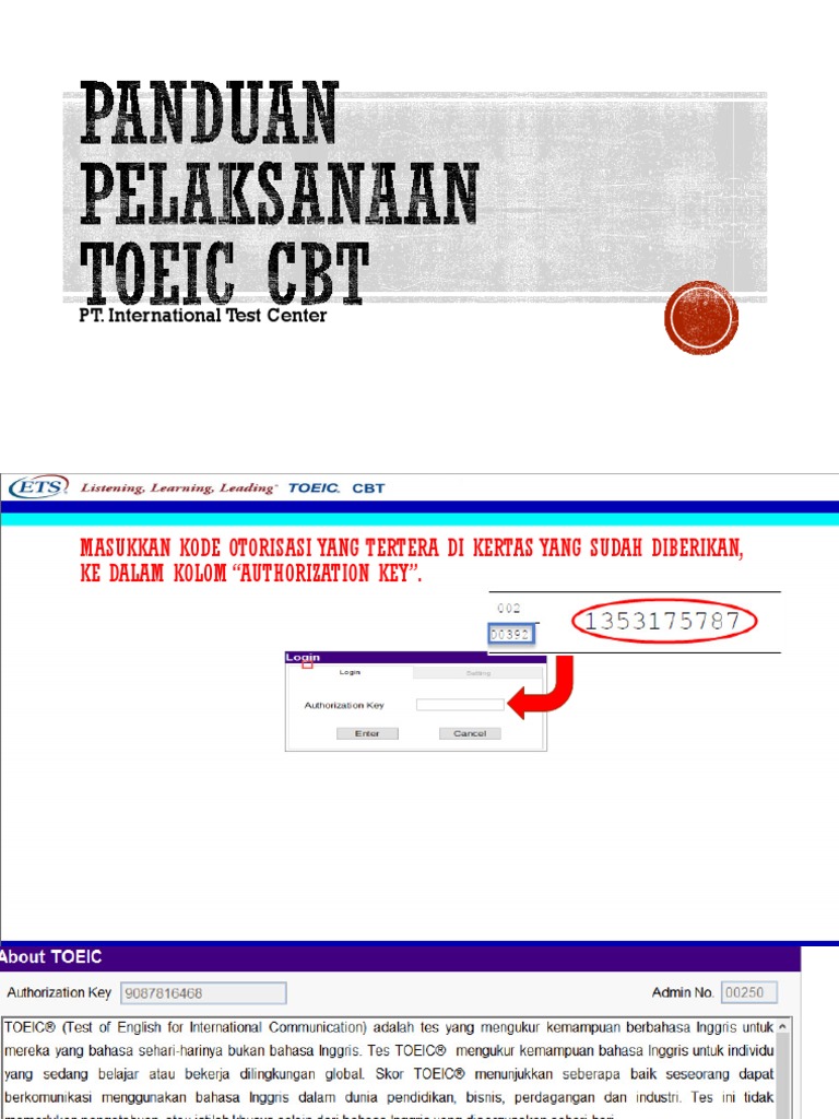 Panduan Pelaksanaan TOEIC CBT | PDF