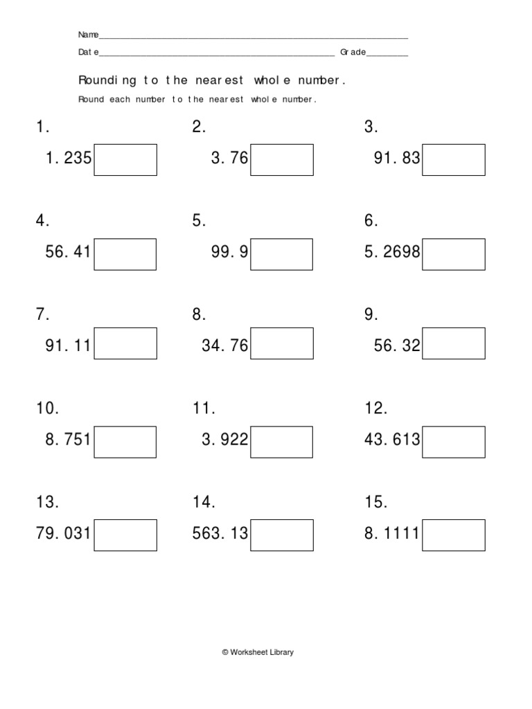 Rounding To The Nearest Whole Number | PDF