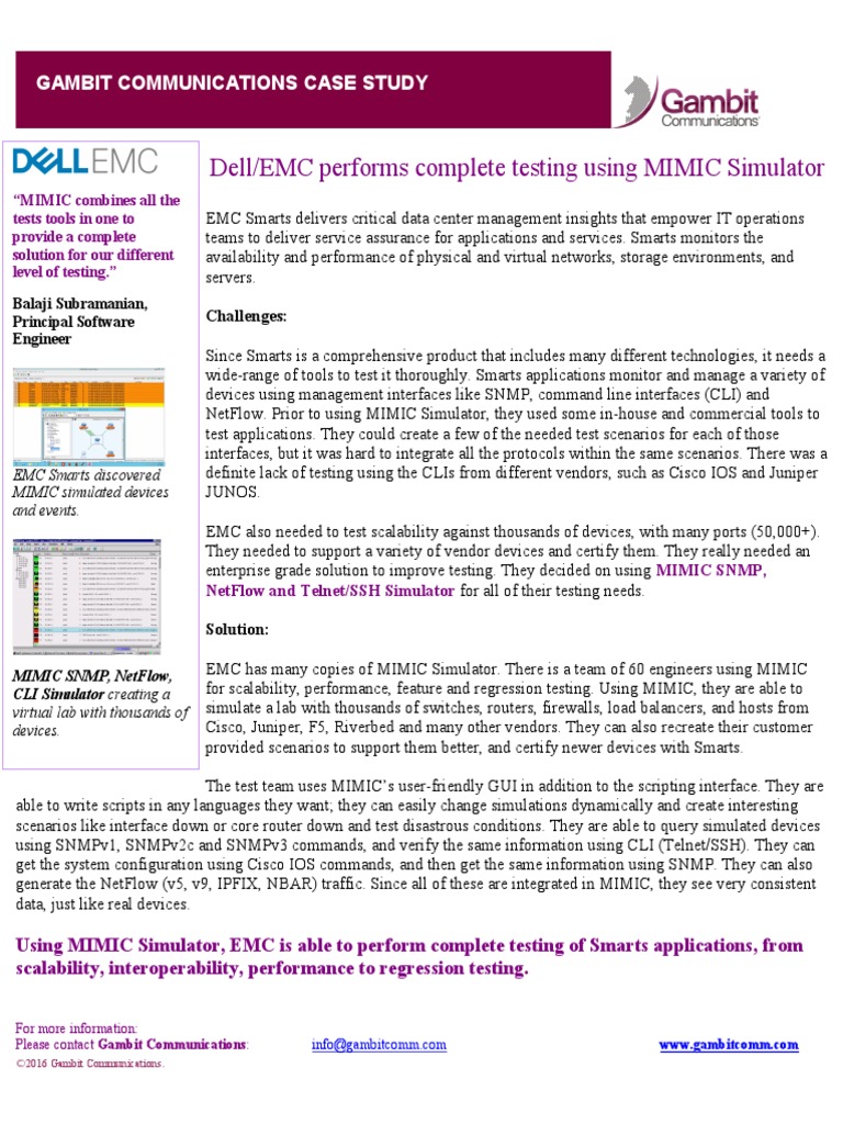 Dell/EMC Performs Complete Testing Using MIMIC Simulator | PDF ...