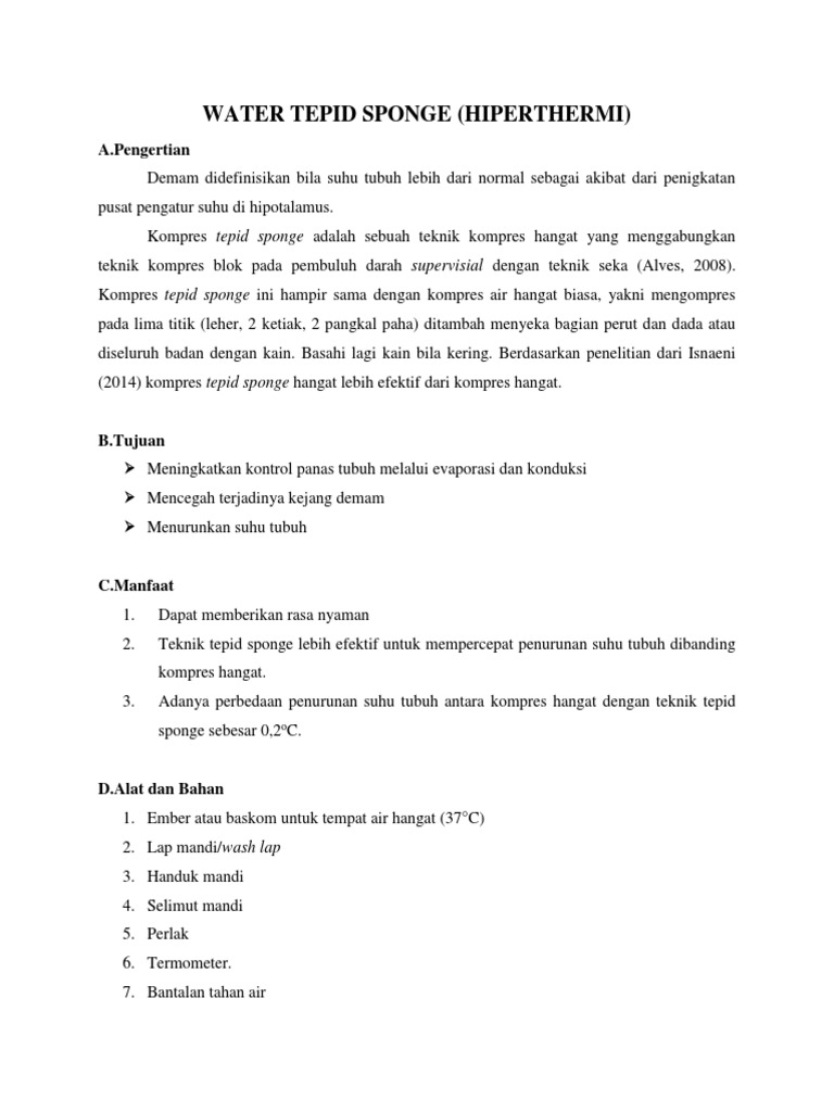 Bahasan Water Tepid Sponge | PDF