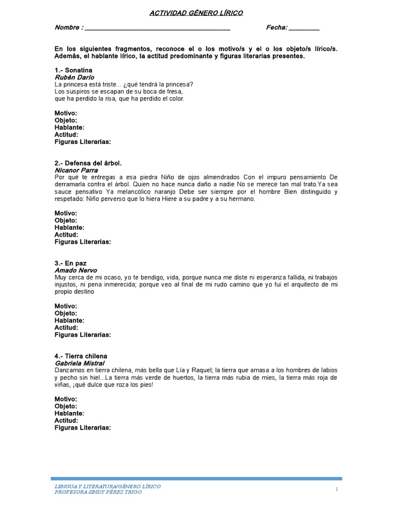 Actividad Genero Lirico | PDF