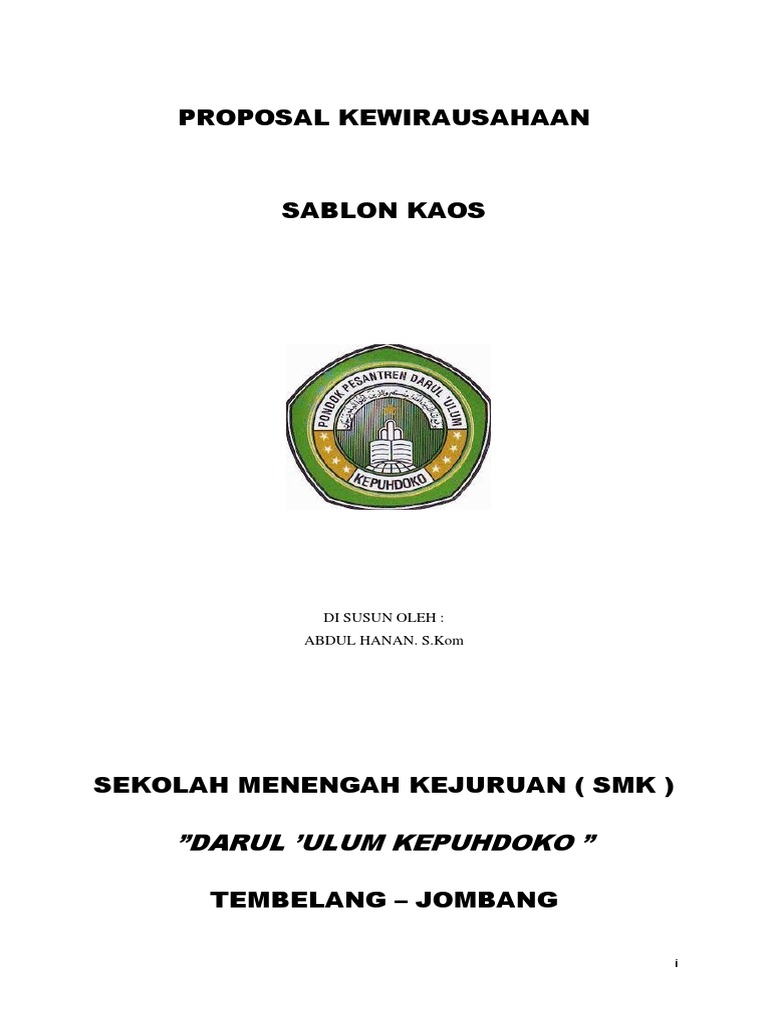 Proposal Kewirausahaan Sablon | PDF