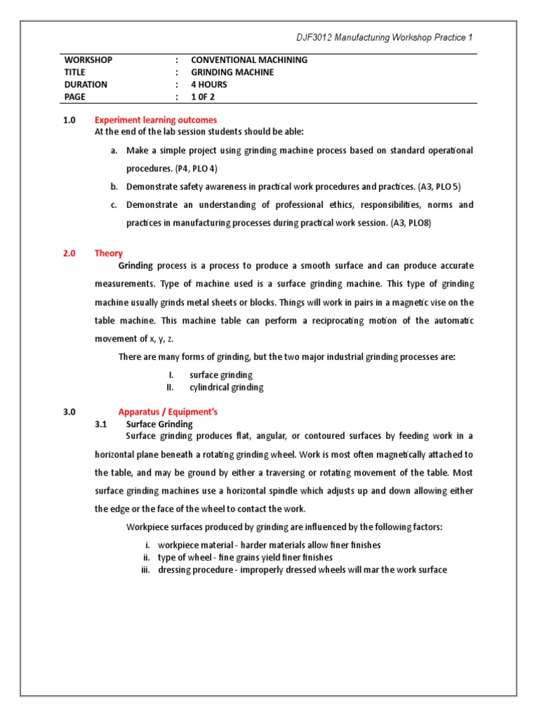 Surface Grinding Machine Safety Guide | PDF | Grinding (Abrasive ...