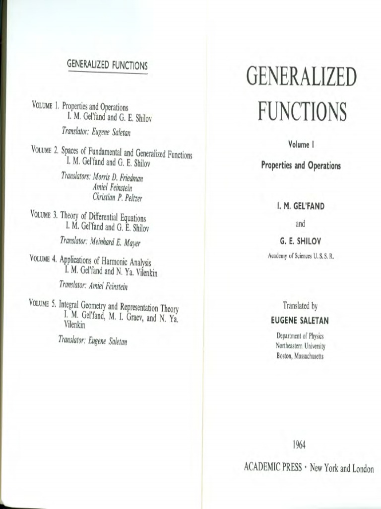 Gelfand - (Vol 1) Generalized Functions | PDF