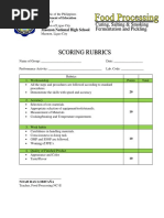 Scoring Rubrics For Cooking Performance | PDF