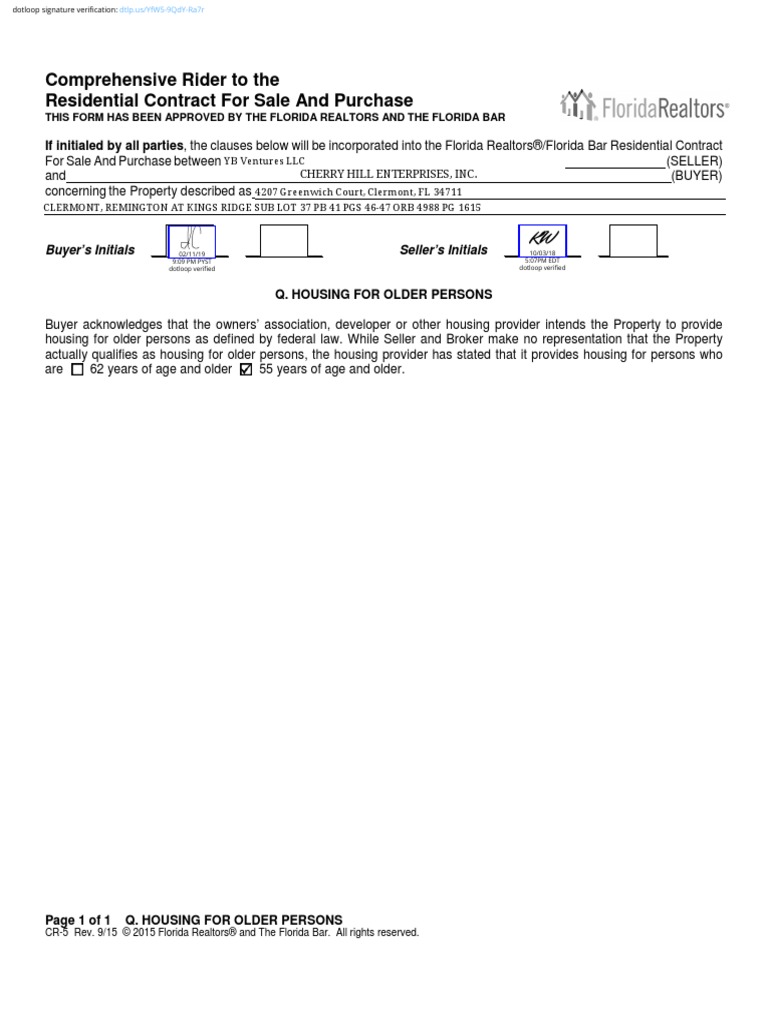 Rider Q - Housing For Older Persons FARBAR CR-5 Rev 915 (Version 3) | PDF