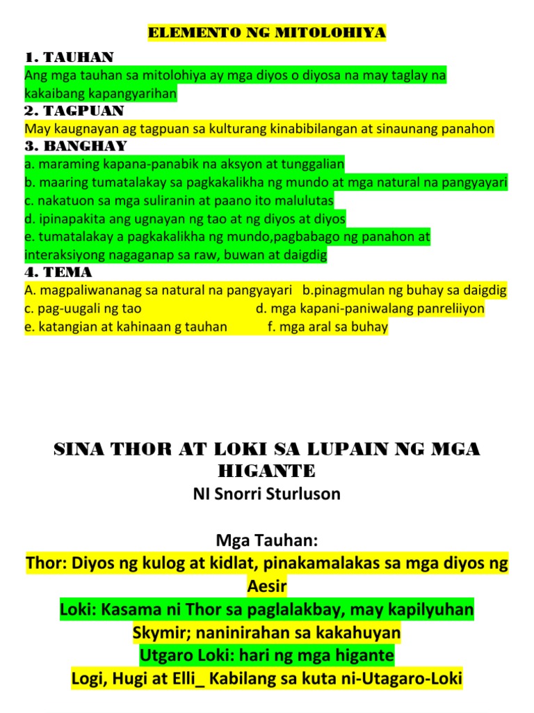 Elemento Ng Mitolohiya