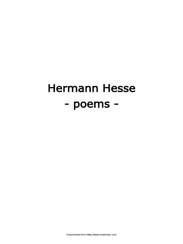 Poems by Hermann Hesse | PDF | Hermann Hesse