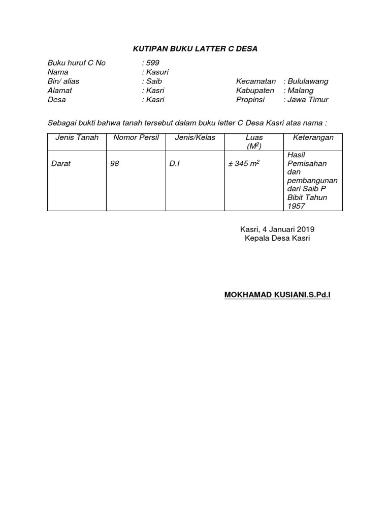 Latter C Desa | PDF