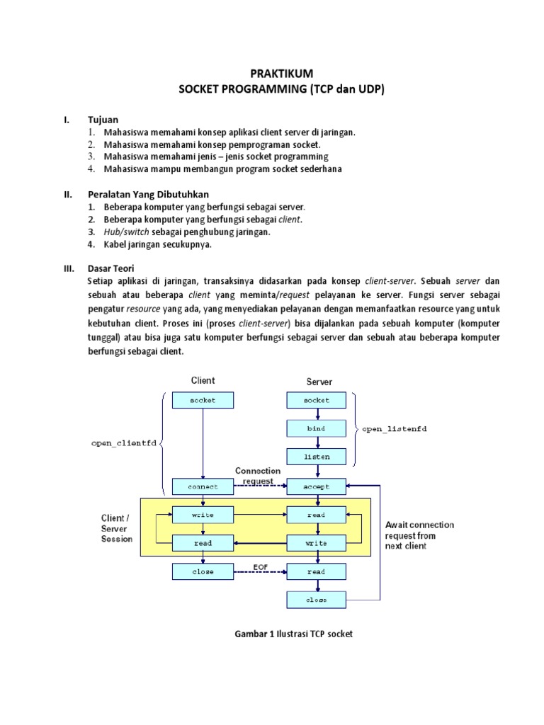 Prakt Modul Socket Programming (TCP UDP) PDF | PDF Prakt Modul Socket Programming (TCP UDP) PDF | PDF
