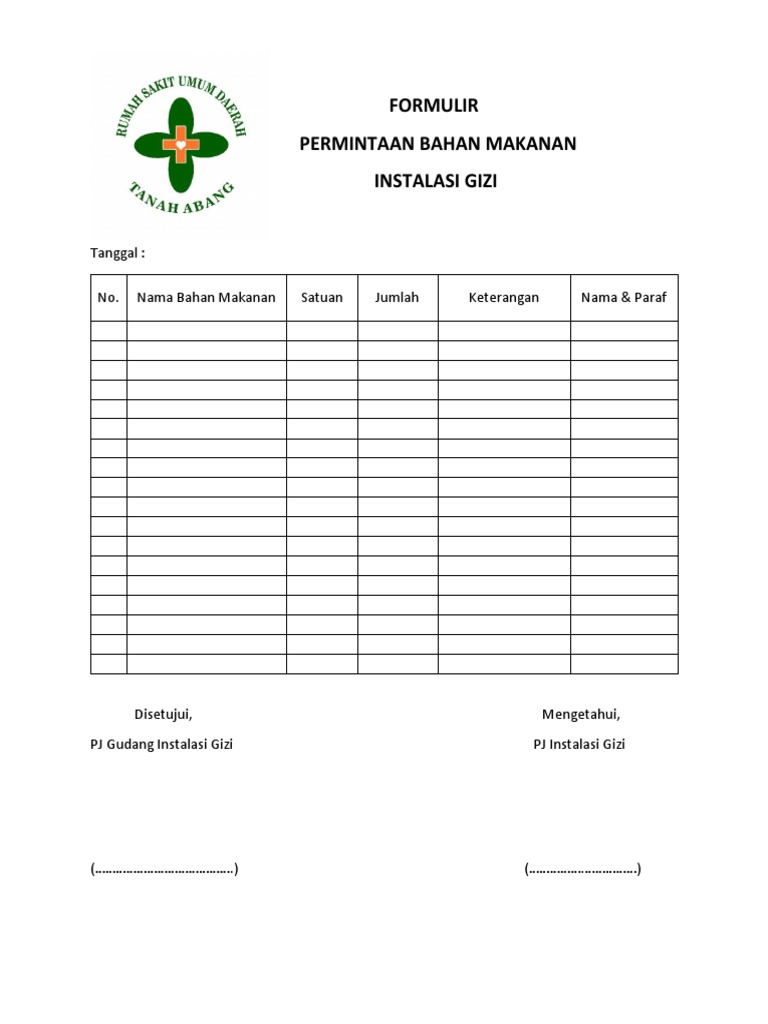 Formulir Permintaan Bahan Makanan | PDF