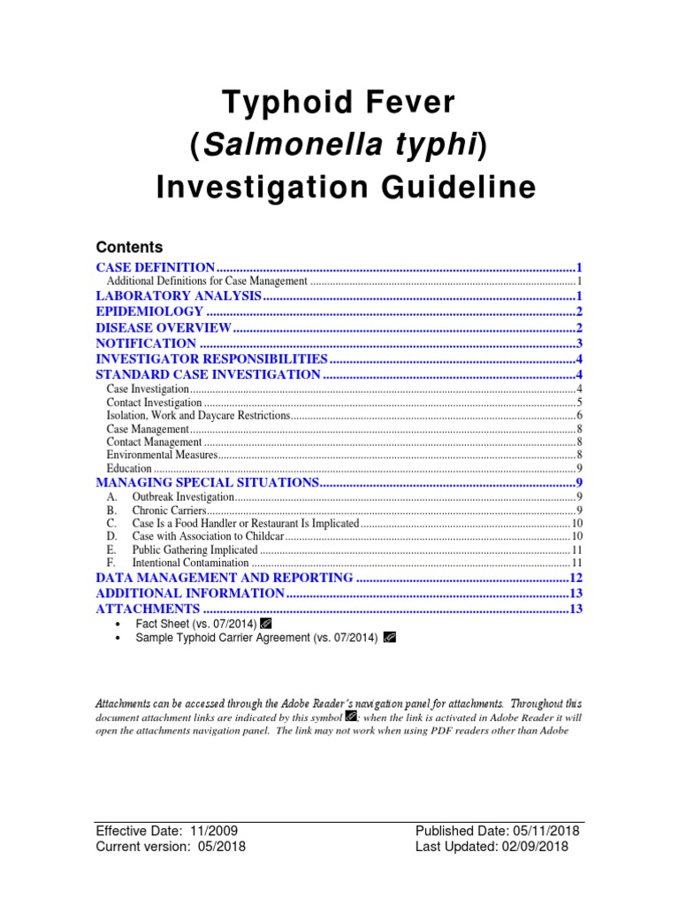 Typhoid Fever Disease Investigation Guideline PDF | PDF | Medical ...