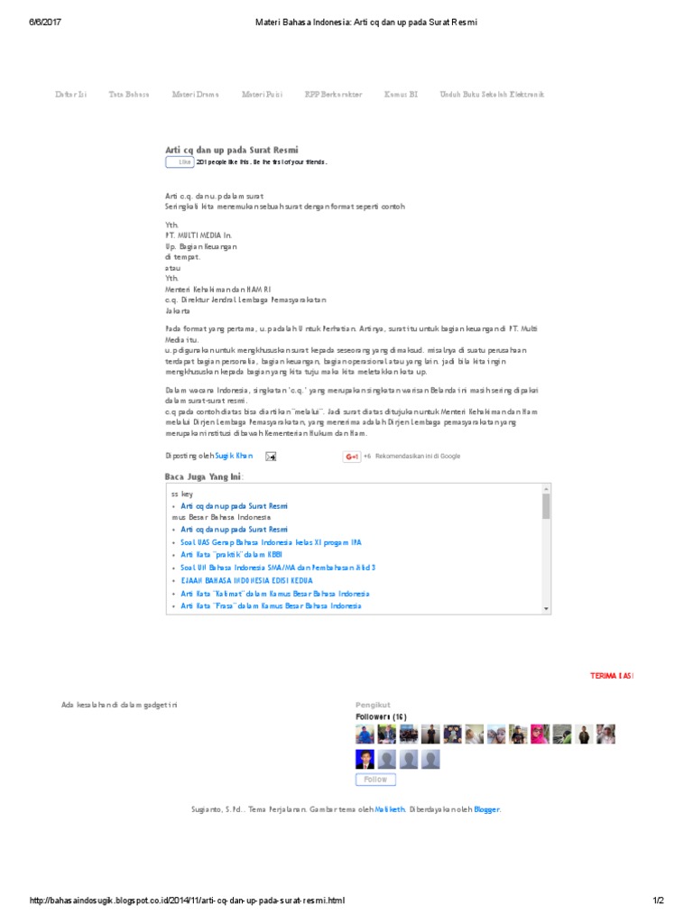 Arti cq dan up pada Surat Resmi | PDF