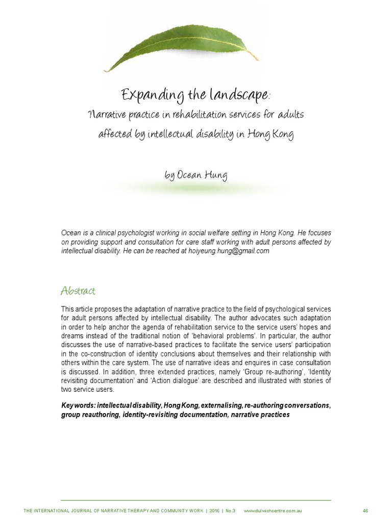 Narrative Therapy | PDF | Psychotherapy | Disability