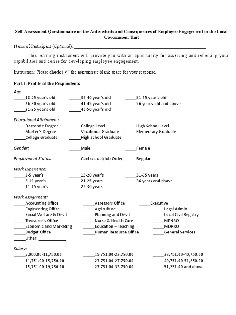 Employee Engagement Self-Assessment | PDF | Emergence | Employment