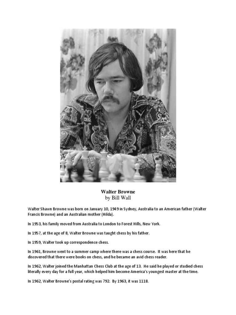 Walter Browne | PDF | Chess Competitions | Abstract Strategy Games