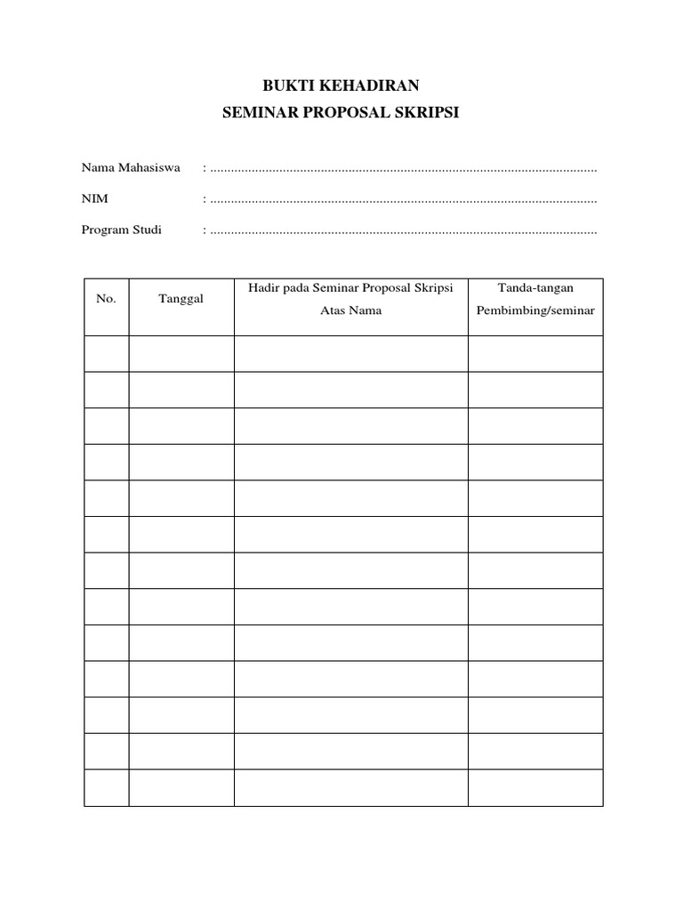 Bukti Kehadiran Sempro | PDF