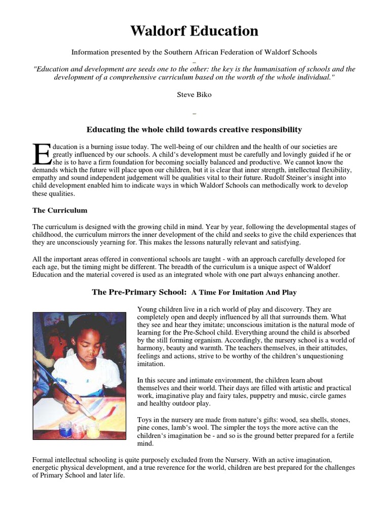 Waldorf Education: Educating The Whole Child Towards Creative ...