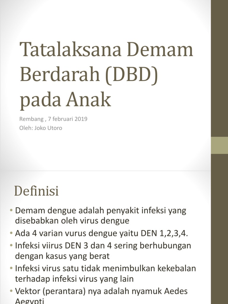 Tatalaksana Demam Berdarah (DBD) Pada Anak RBG | PDF