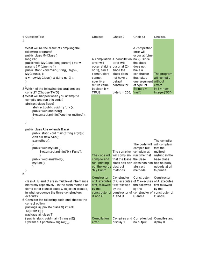 CJ MCQ | PDF | Constructor (Object Oriented Programming) | Programming