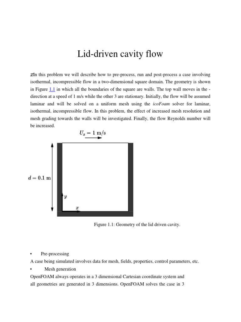 Simulation of Cavity Flow | PDF | Fluid Dynamics | Reynolds Number