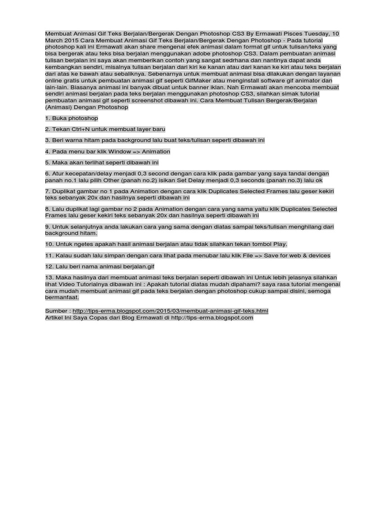 Membuat Animasi Gif Teks Berjalan | PDF