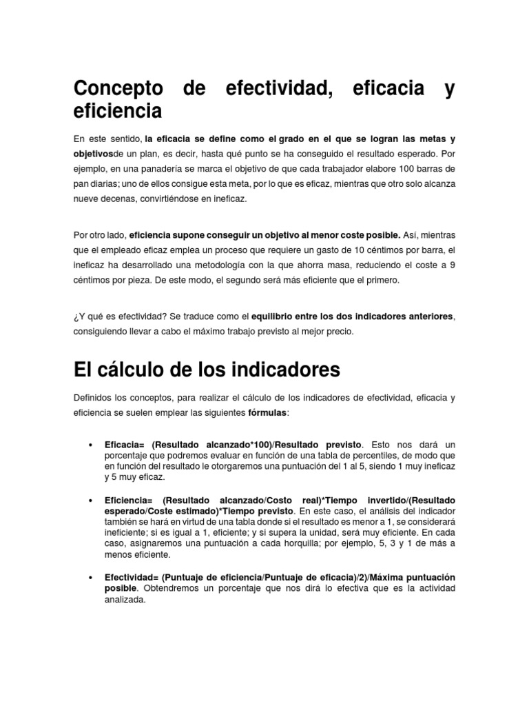 Definición de Efectividad y Eficacia | PDF | Finanzas y dinero