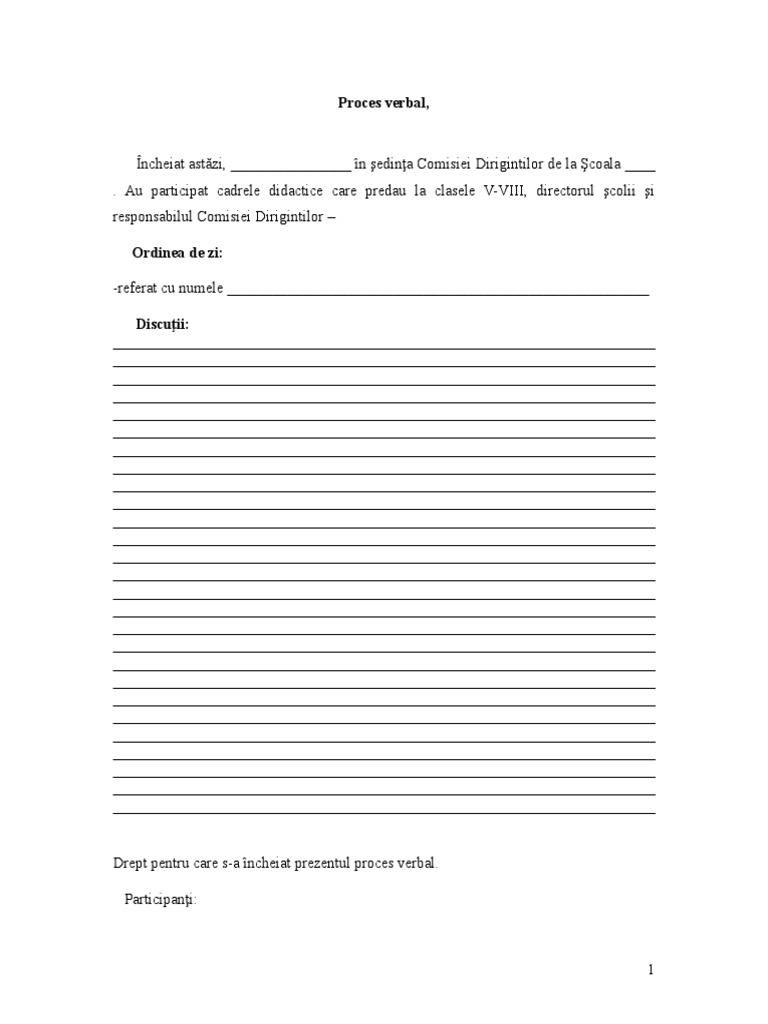 Proces Verbal Comisie Diriginti | PDF