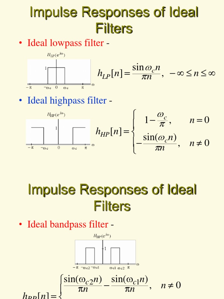 Impulse Responses of Ideal Filters | PDF | Control Theory | Algorithms