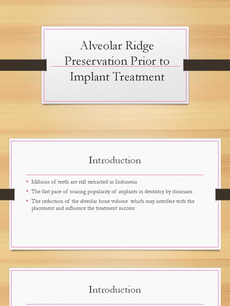 Alveolar Ridge Preservation Techniques | PDF | Dental Implant ...