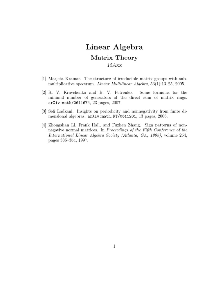 Linear Algebra: Matrix Theory | PDF | Matrix (Mathematics) | Linear Algebra
