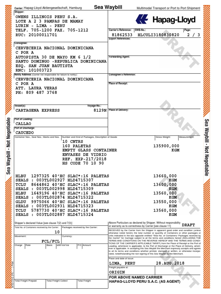 BL | PDF | Cargo | Freight Transport