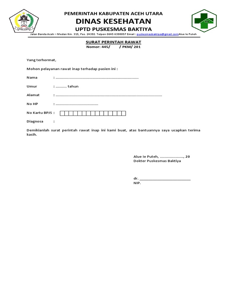 Surat Perintah Rawat Inap | PDF