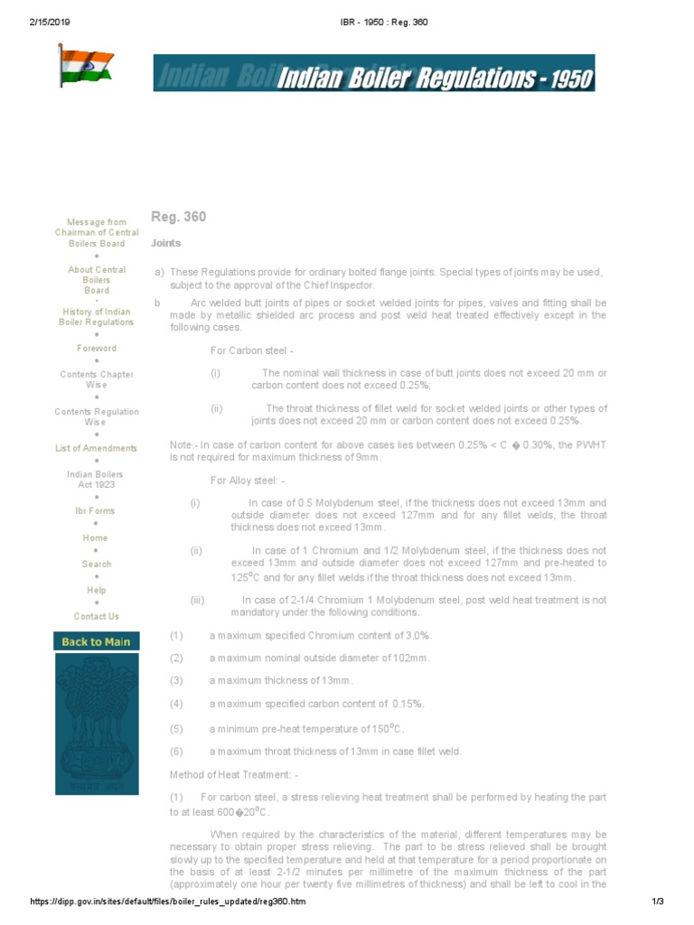 IBR - 1950 - Reg. 360 | PDF | Annealing (Metallurgy) | Heat Treating