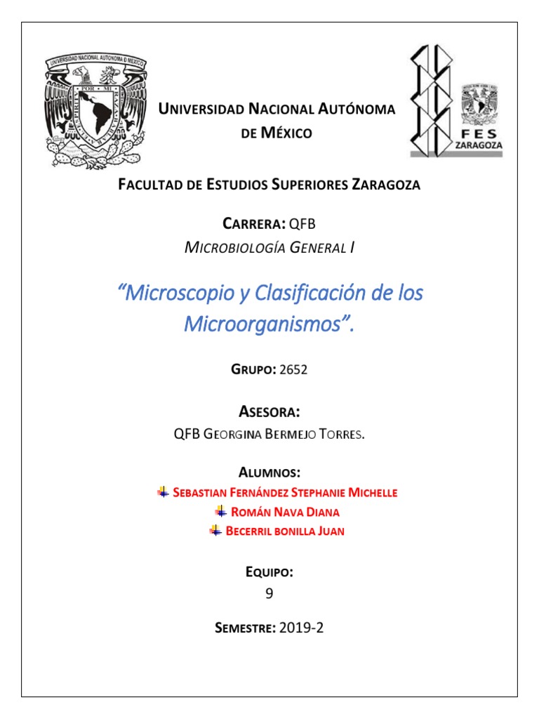 Micro Informe 1 Fes Zaragoza Microscopio | PDF | Microorganismo ...