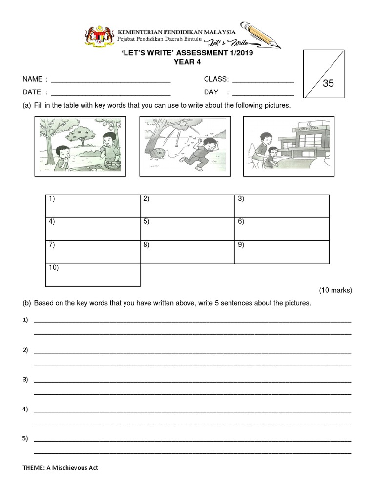 Let'S Write' Assessment 1/2019 Year 4 | PDF | Linguistics