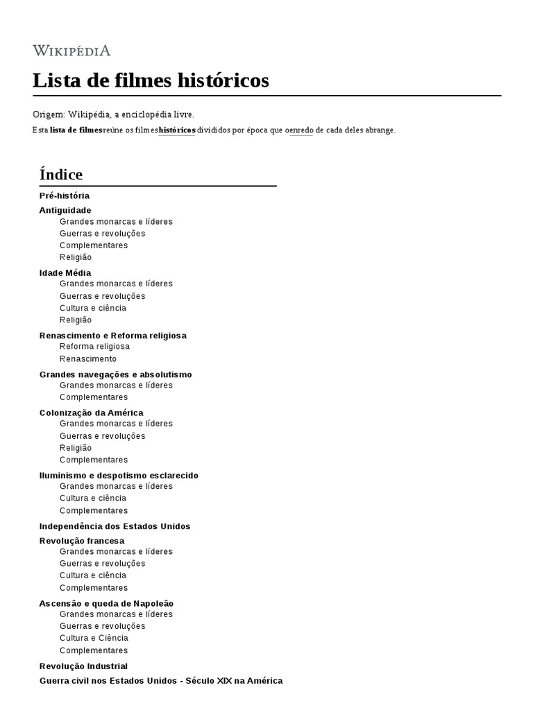 Lista de Filmes Históricos | PDF | Revoluções | Guerra Fria