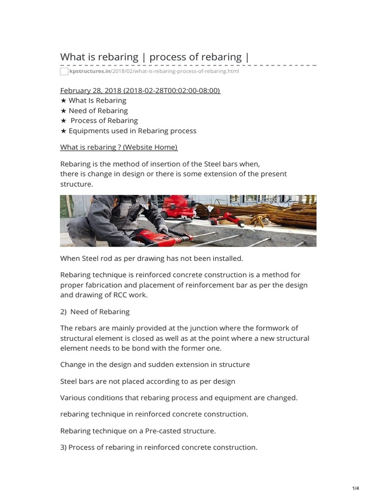 What Is Rebaring Process of Rebaring | PDF | Reinforced Concrete | Concrete