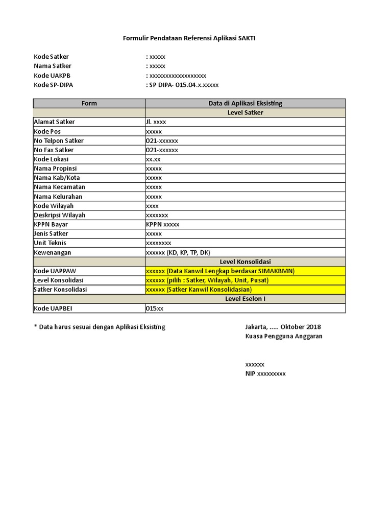 Form - Referensi - Kemenkeu - (Sakti1) | PDF