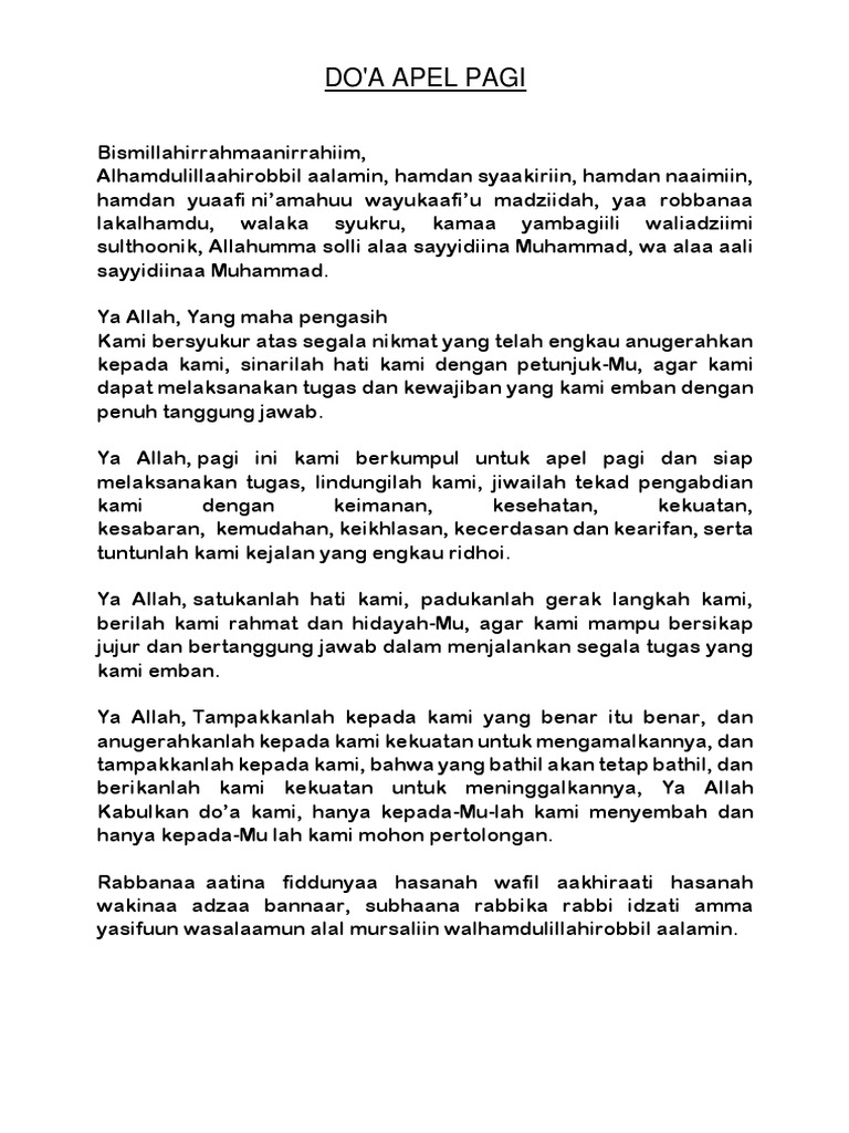 Doa Apel Pagi | PDF