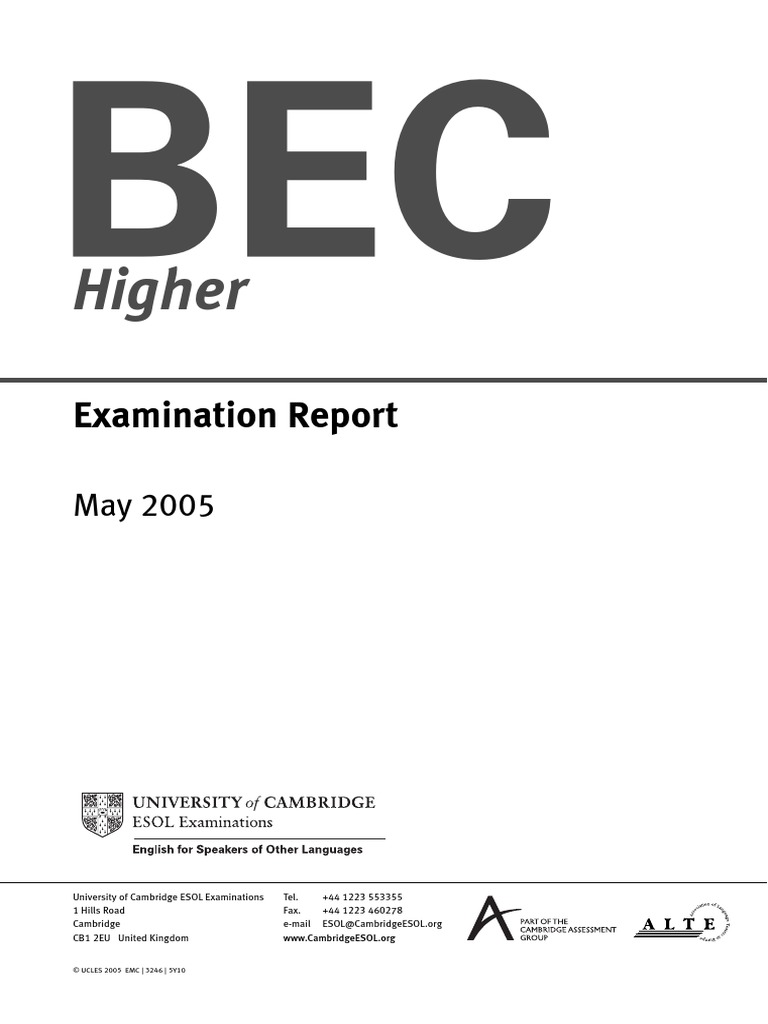 Bec Higher Rep May05 PDF | PDF | Question | Multiple Choice