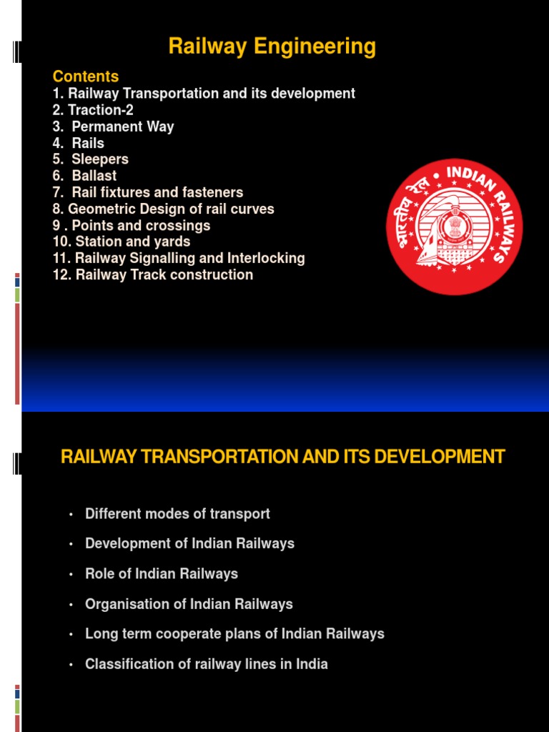 Overview of Railway Engineering in India | PDF | Rail Transport | Track ...