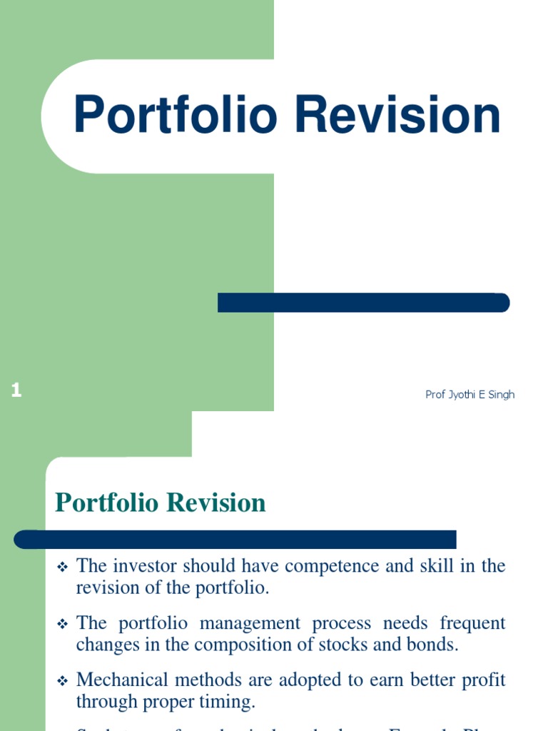 Portfolio Revision: Prof Jyothi E Singh | Download Free PDF | Active ...
