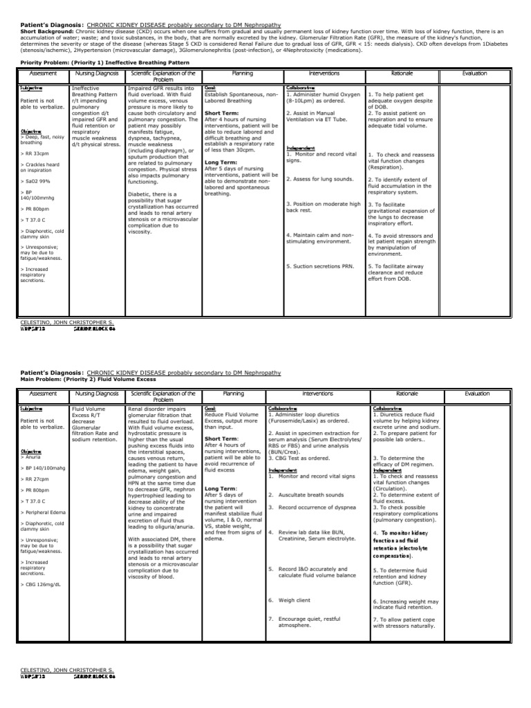 NCP Format 3 CKD Chronic Kidney Disease DM Diabetes Mellitus ...