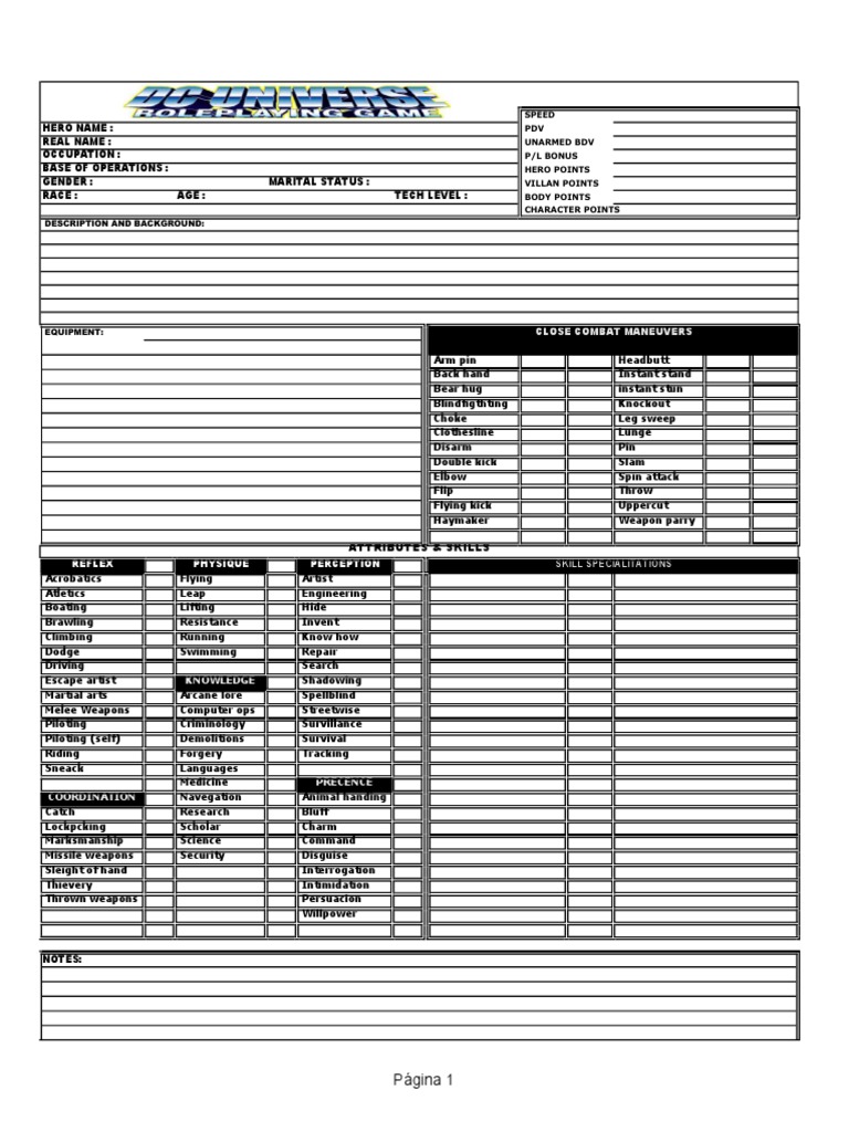 DC Character Sheet | PDF | Sports | Leisure