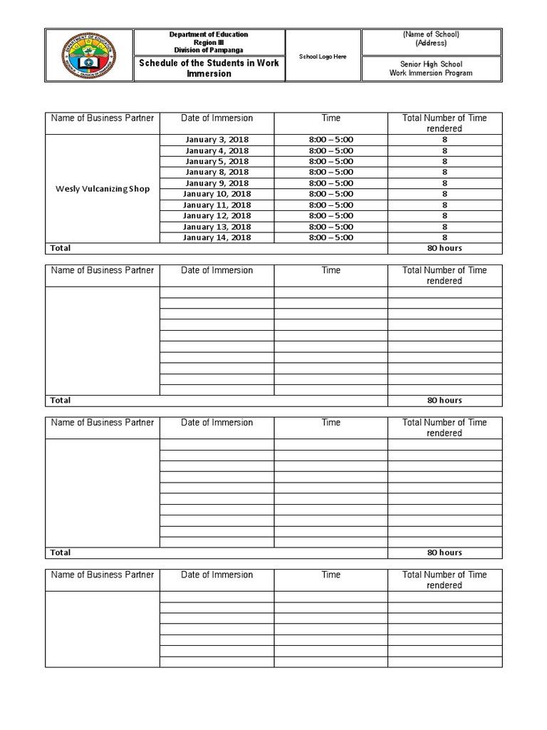 ANNEX B Class Schedule | PDF