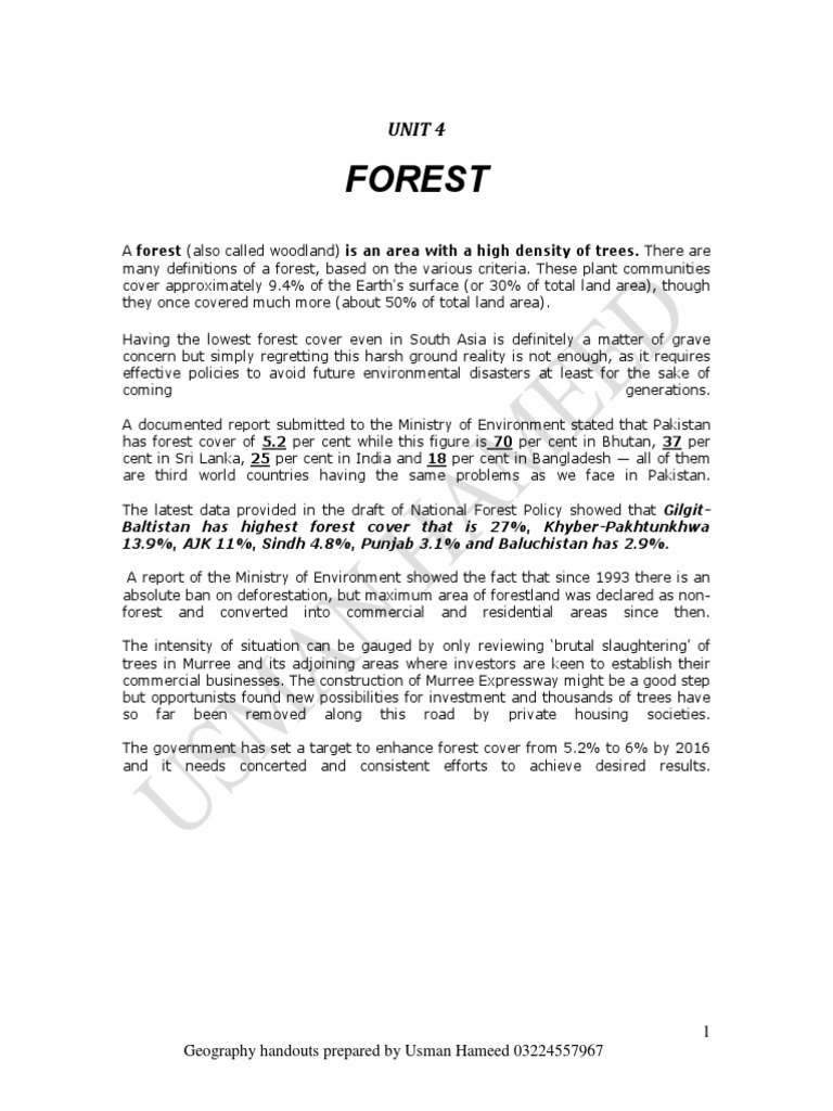 Unit 4 Forest | PDF | Forests | Forestry